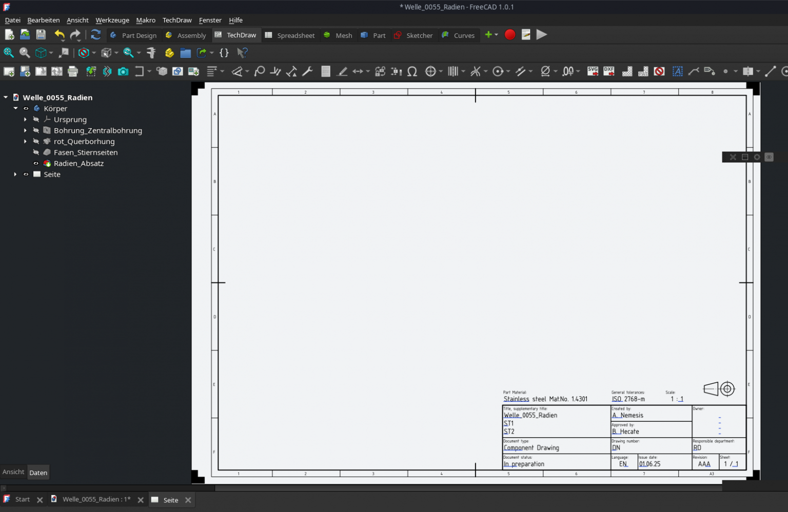 FreeCAD – Zeichnung erstellen – klein-kram.com